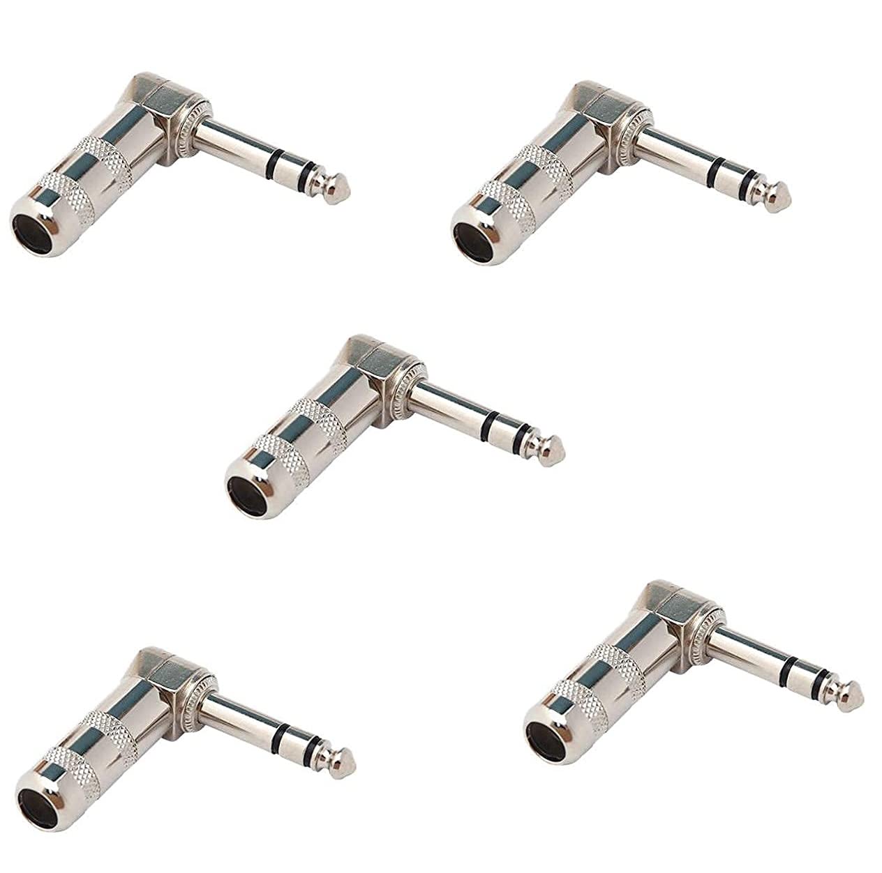 fdealz® [ 5 Pieces ] 6.35 mm (1/4") Male Right Angle TRS Stereo Audio ...