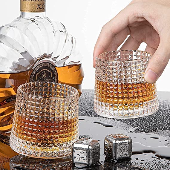 JDM Diamond Dancing Whiskey Glass Set of 6 Pcs with Rotable Bottom ...