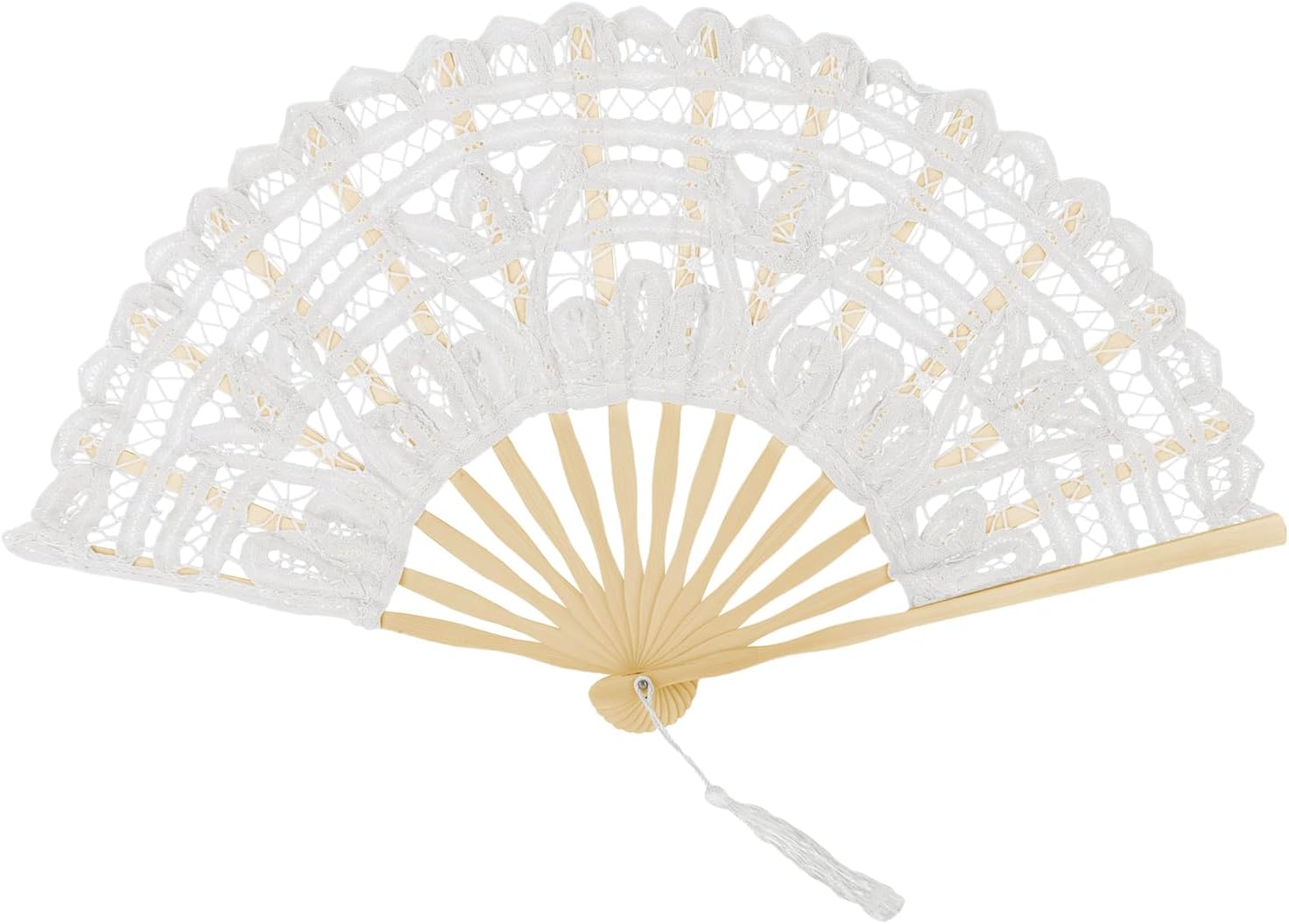 Amazon.com: TopTie White Lace Fan, Bamboo Lace Folding Fan, Elegant ...