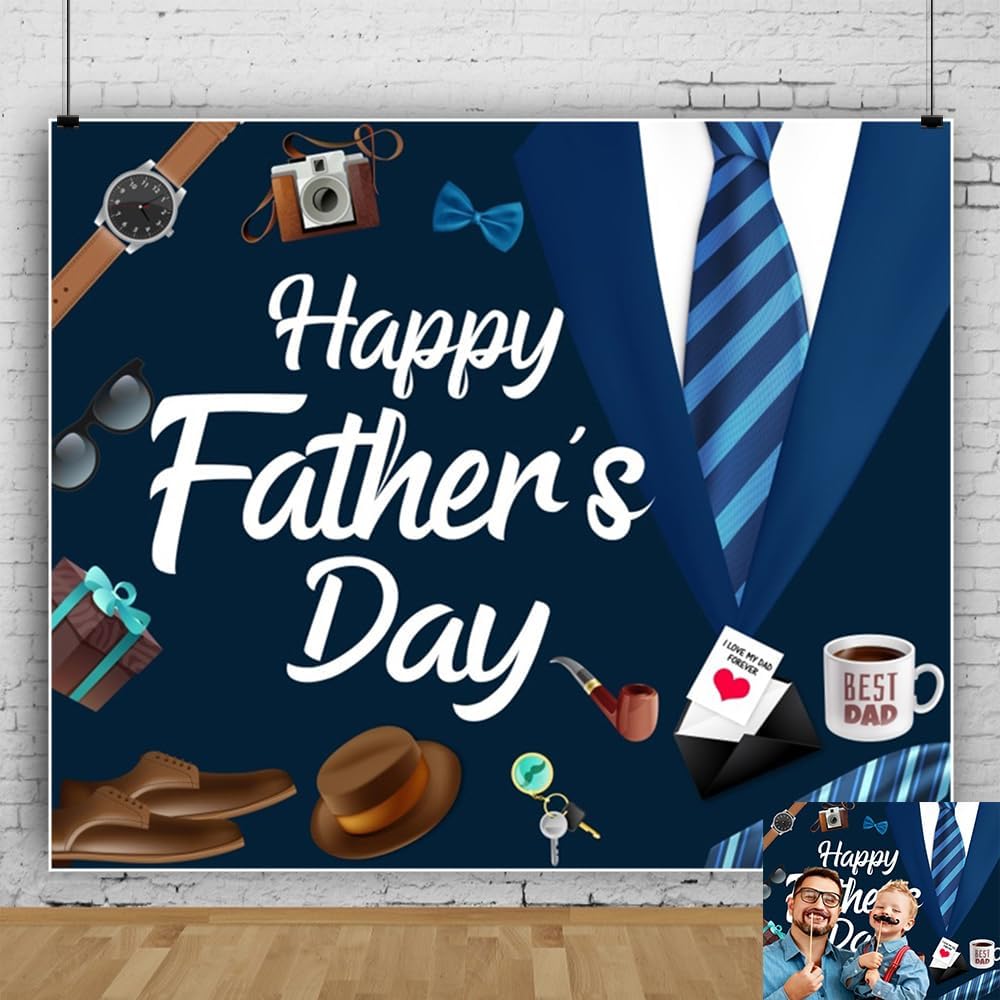 Amazon.com : Fathers Day Backdrop 10x8ft Blue Suit Bow Tie Happy Father ...