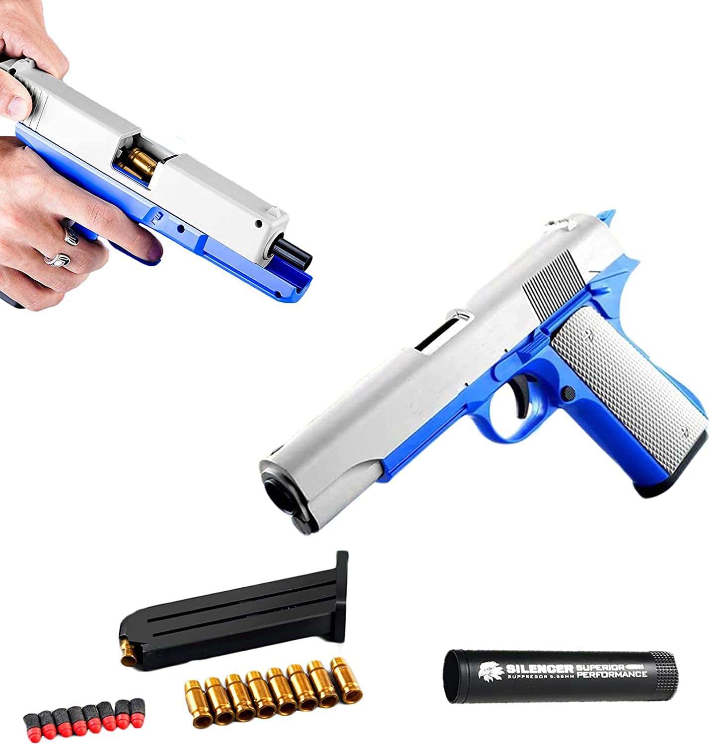 Buy CJCMEET Classic Glock & M1911 Soft Bullet Toy , 1: 1 Size Boys Toy ...