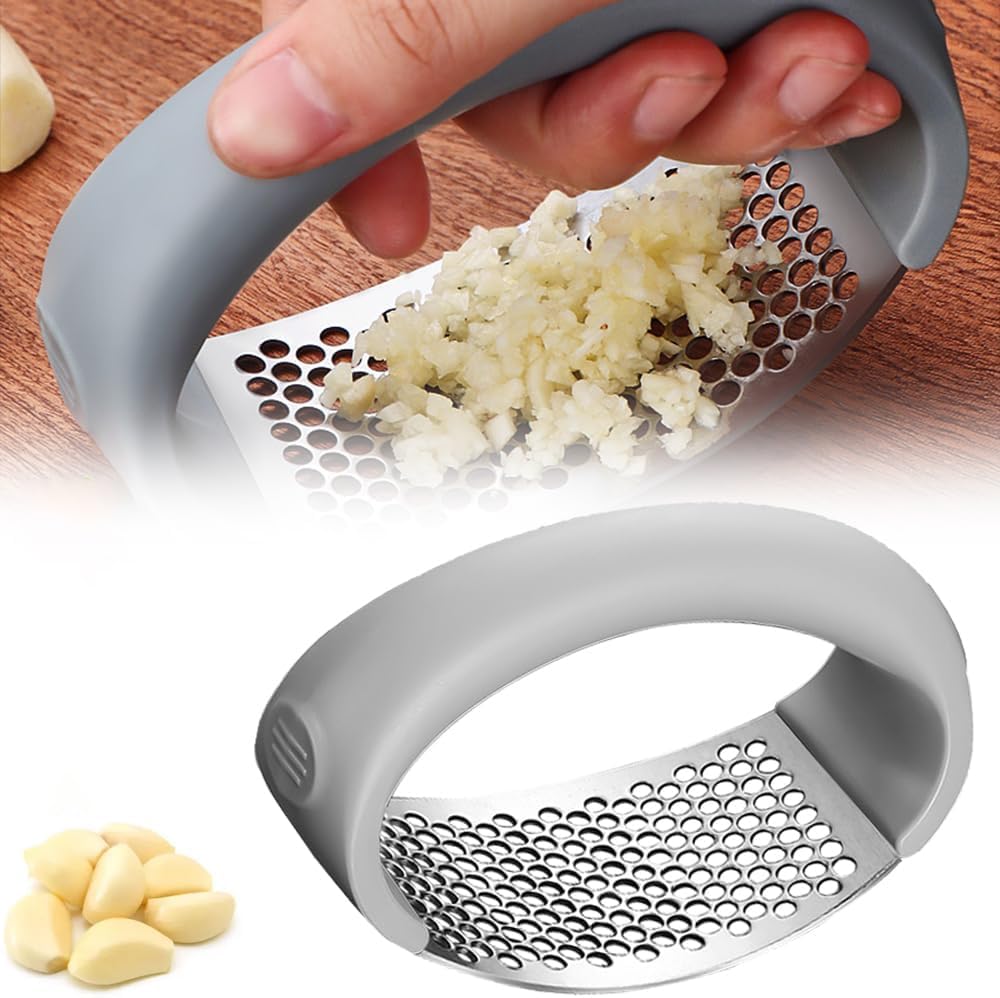 Garlic Press Rocker, Garlic Mincer Stainless Steel Garlic Crusher ...