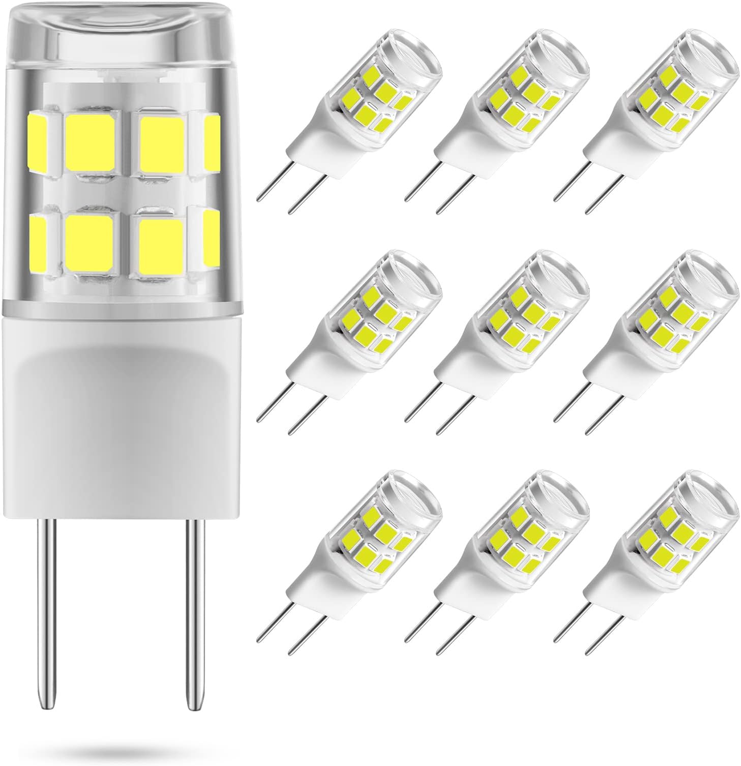 SNBIHIBE G4 LED Bulb 12V, 2W (20W Halogen Equivalent), Daylight White 6000K, T3 JC Type Bi-Pin ...