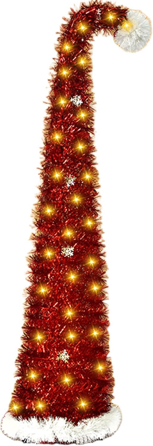WINOK 5FT Pop Up Christmas Tree, Whimsical Collapsible Artificial ...