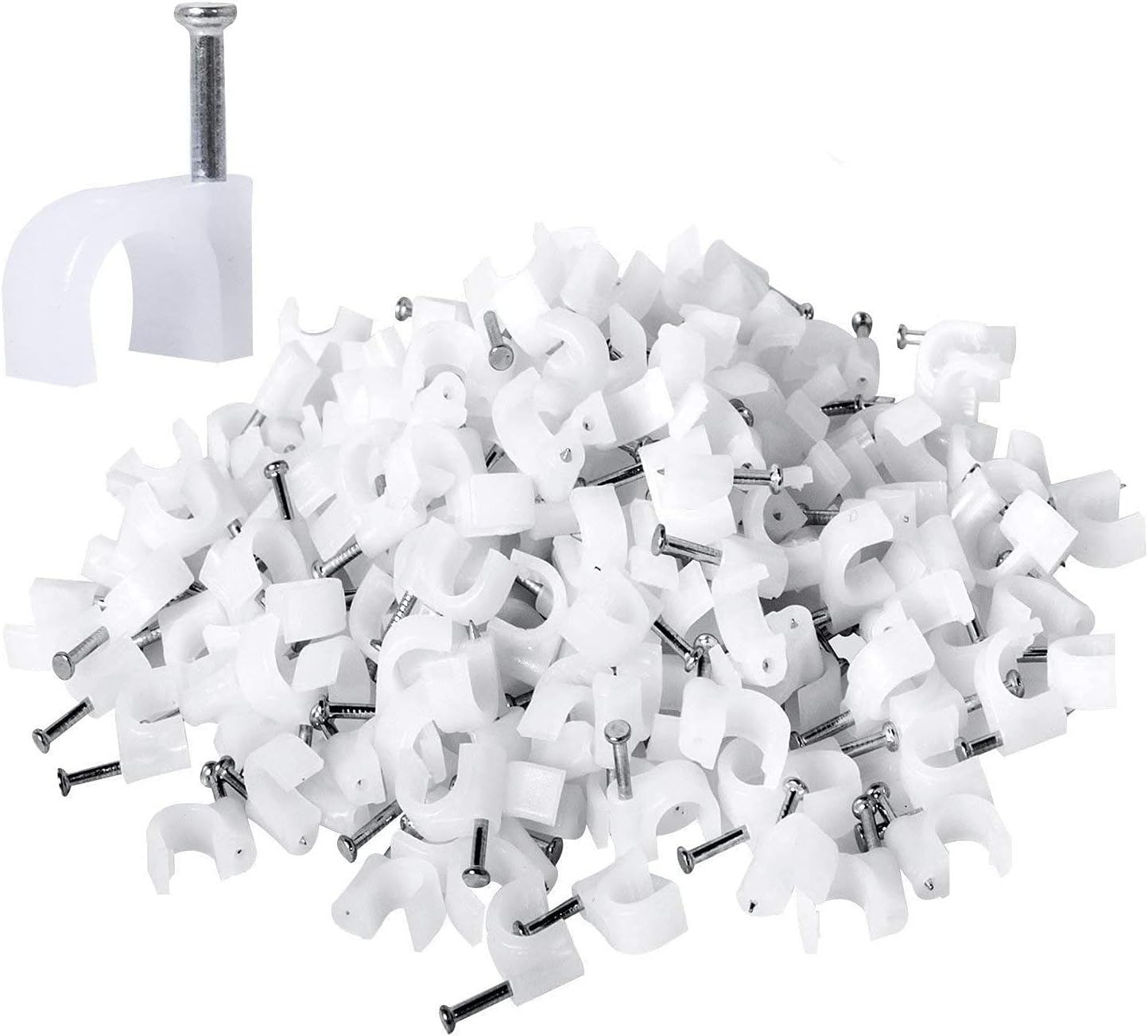100 Pcs White Plastic U Shape Cable Wire Clips With Nails,Circle Cable ...