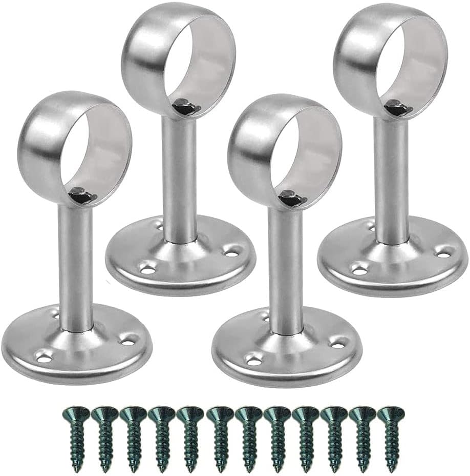 Wardrobe Pipe Bracket, 4 Pieces Curtain Pipe Holder, 25mm Ceiling Mount ...