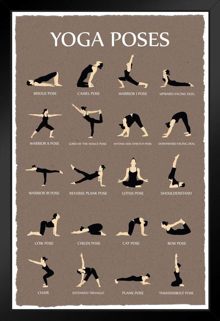 Buy Yoga Poses Reference Chart Studio Gray Art Print Stand or Hang Wood ...