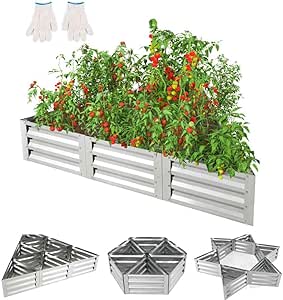 TANGZON 6 Pack Raised Garden Beds, Triangular Galvanised Steel Garden ...