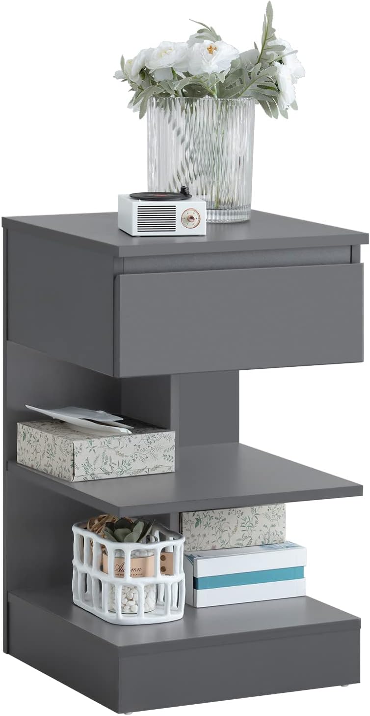 SoBuy Comodino Camera da Letto - Comodino con 1 Cassetto e 2 Ripiani ...