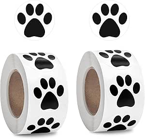 Amazon.com: Daphilly 1000pcs Paw Print Stickers, Cute Black Paw ...