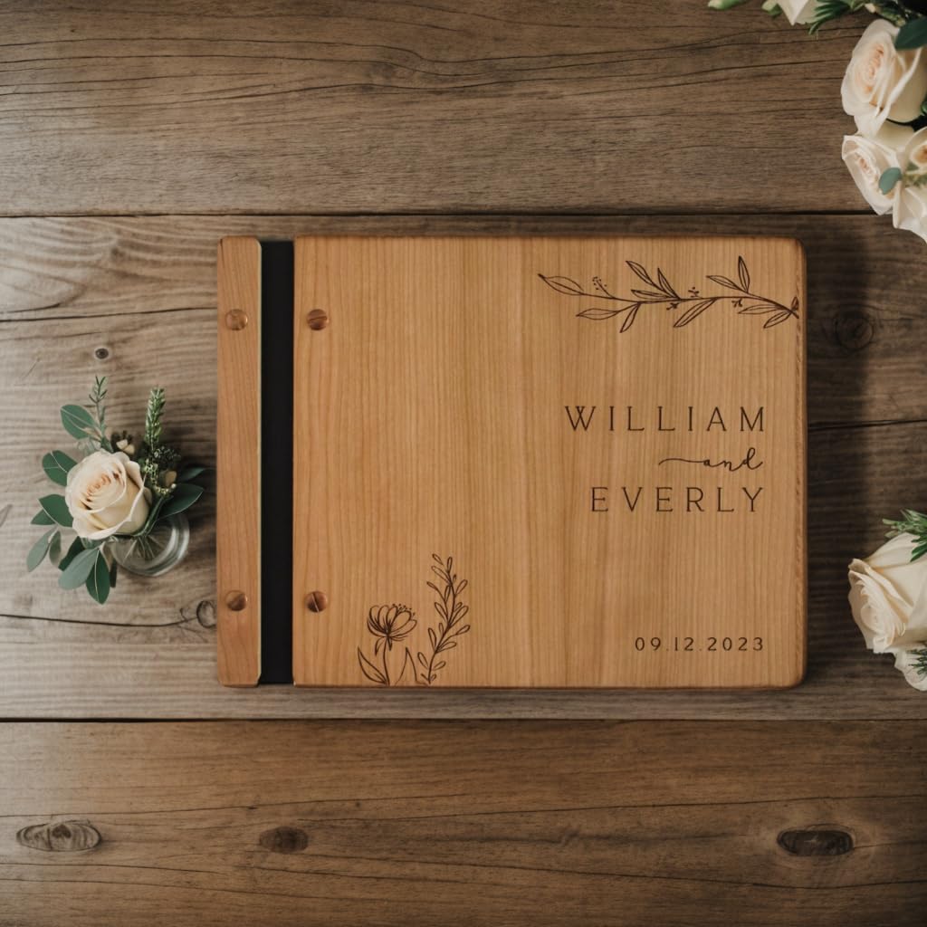 Snapklik.com : Wedding Guest Book, Personalized Guestbook Custom Wooden ...