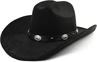 Melesh Adult Women Men Cowgirl Felt Wide Brim Costume Western Cowboy ...