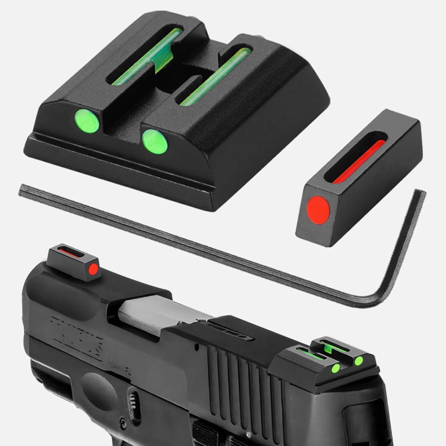 Amazon.com : RTMGOB No-Tritium Fiber Optic Red/Green Sights for Pistol ...