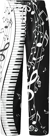 Amazon.com: Mens Lounge Pants Piano Print Drawstring Elastic Waist ...