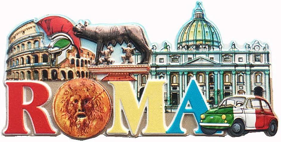 Amazon.com: Rome Italian Magnet 4 Inch 3D Italy Magnet with Landmarks ...