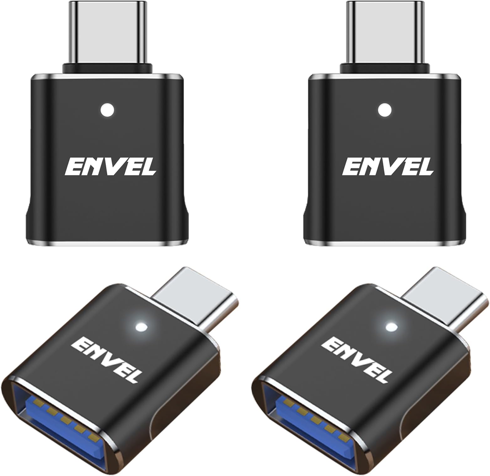 ENVEL USB C to USB Adapter, 4 Pack Type-C Male to USB3 Female OTG Converter, Compatible with ...
