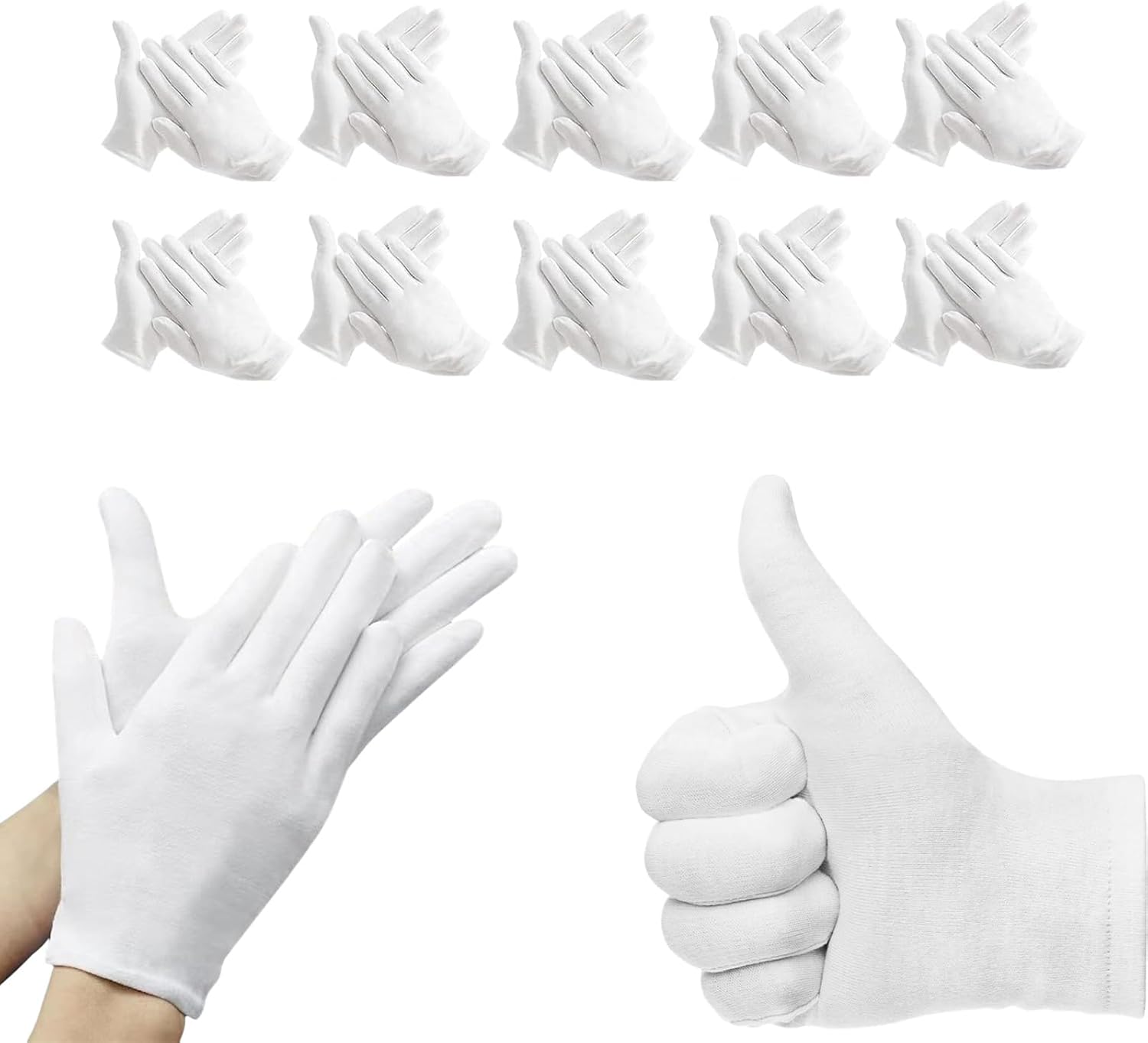 12 Pairs Cotton Gloves, White Cotton Gloves, Dry Hand Eczema Women and ...