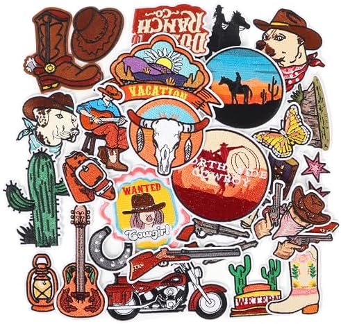 Amazon.com: Western Embroidered Iron On Patches for Hats: Meneng 45Pcs Cowboy Sew On Applique ...