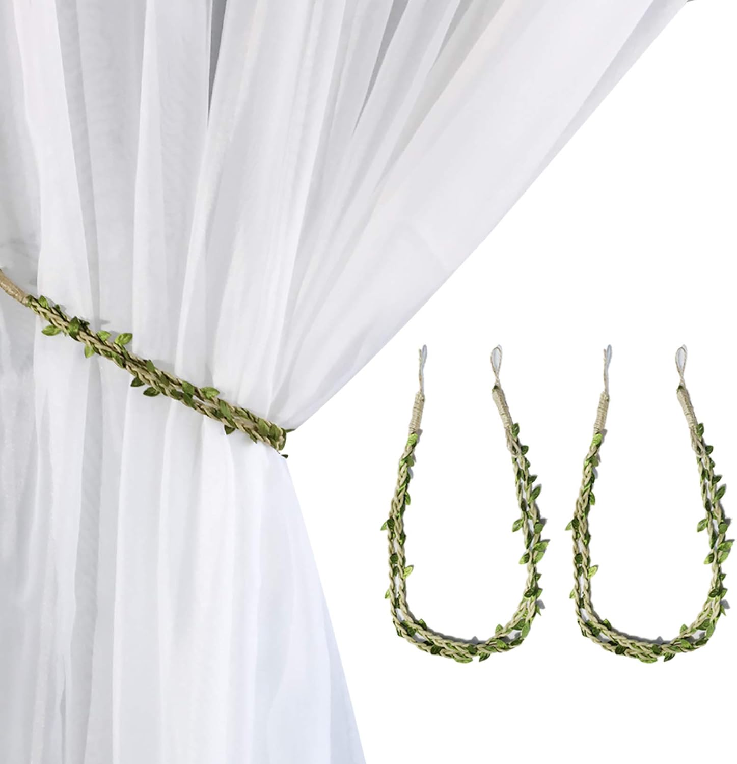 Amazon.com: Valea Home Curtain Tiebacks Ropes Natural Burlap Rope ...