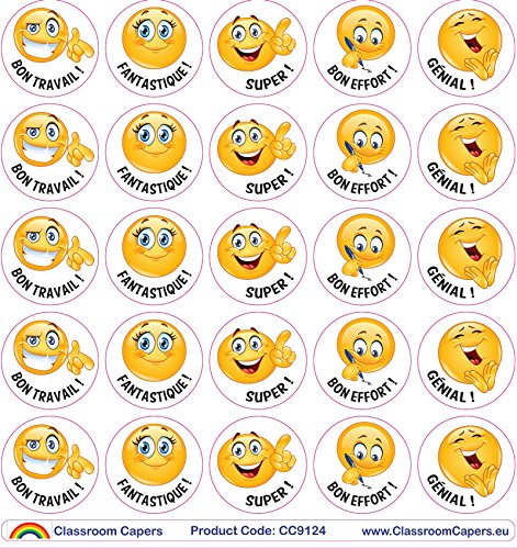 Buy 125 x Bon Travail ! French Language Emoji Stickers. Mix of Designs ...