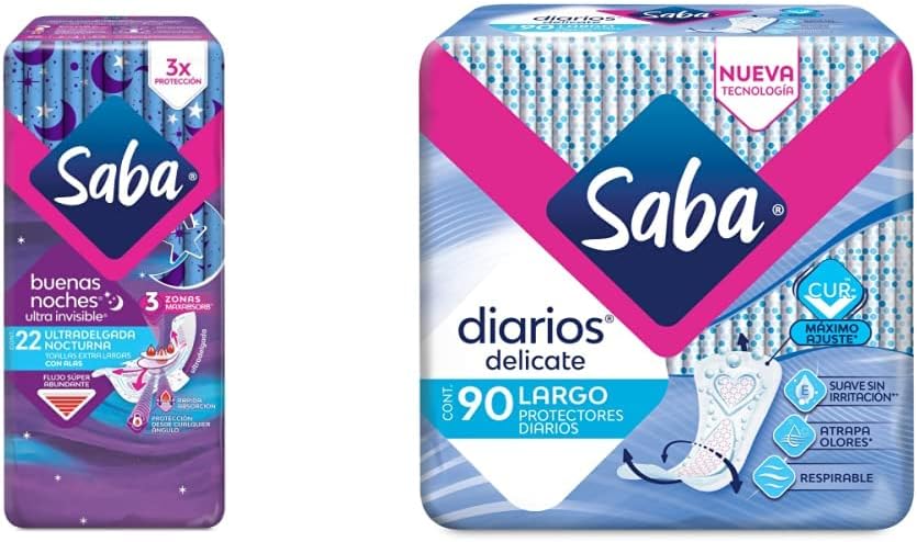 Saba Ultra Invisible Buenas Noches, Toallas Nocturnas Con Alas, Flujo ...