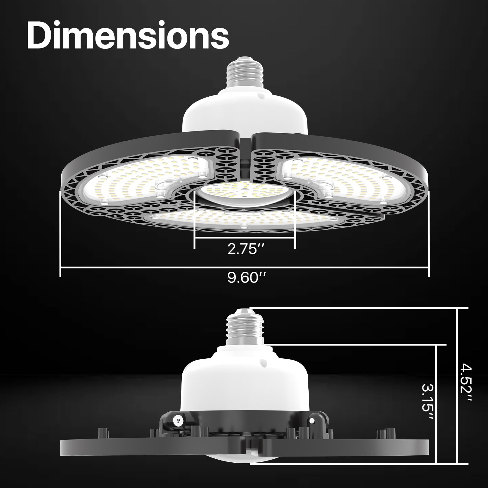 Snapklik.com : LED Garage Lights 60W, 9000LM Adjustable Ceiling Lights ...