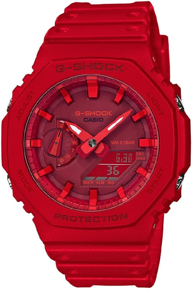 Casio G-Shock GA-2100-4ADR Analog-Digital Red Dial Men Watch Red Resin ...