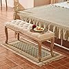 Amazon.com: VONLUCE Vintage Bench with Padded Seat & Rubberwood Legs ...