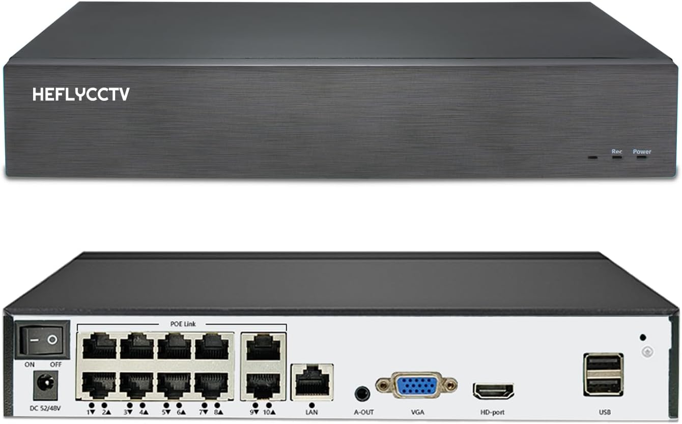 HEFLYCCTV 10 Channel NVR 4K Support 10 x 8MP/6MP/5MP/4MP/2MP/1080P IP ...