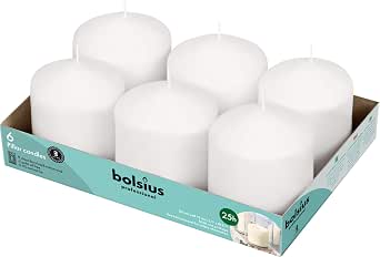 BOLSIUS 6 White Pillar Candles Bulk - 3x3 Inches Candle Set - 25+ Hours ...