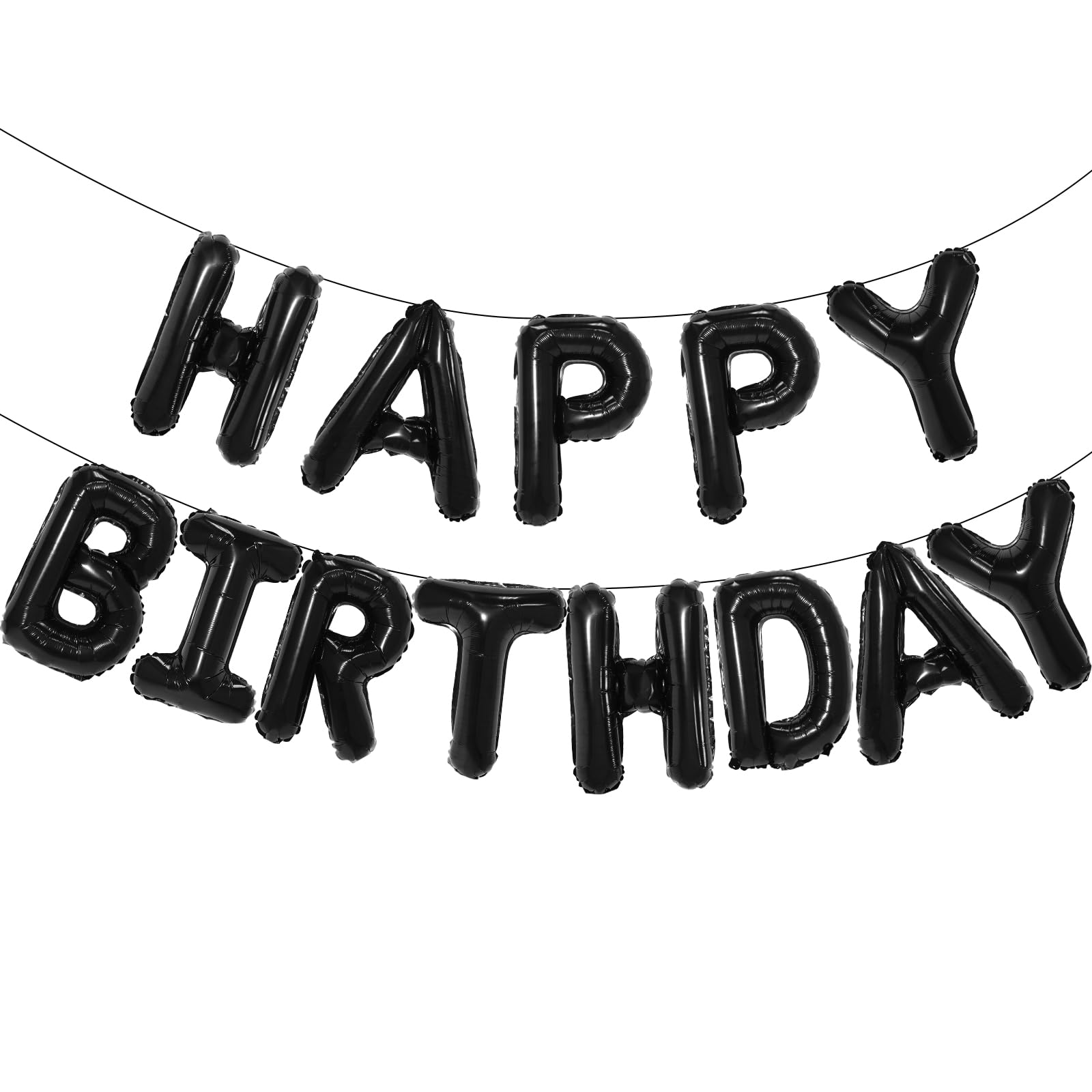 Amazon.com: Black Happy Birthday Balloon Banner, 16 Inch Foil Mylar ...
