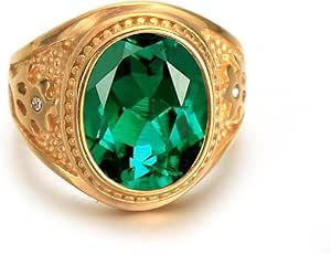 DONGHU 10K 14K 18K Real Gold 2ct Mens Emerald Ring Oval Cut Emerald ...