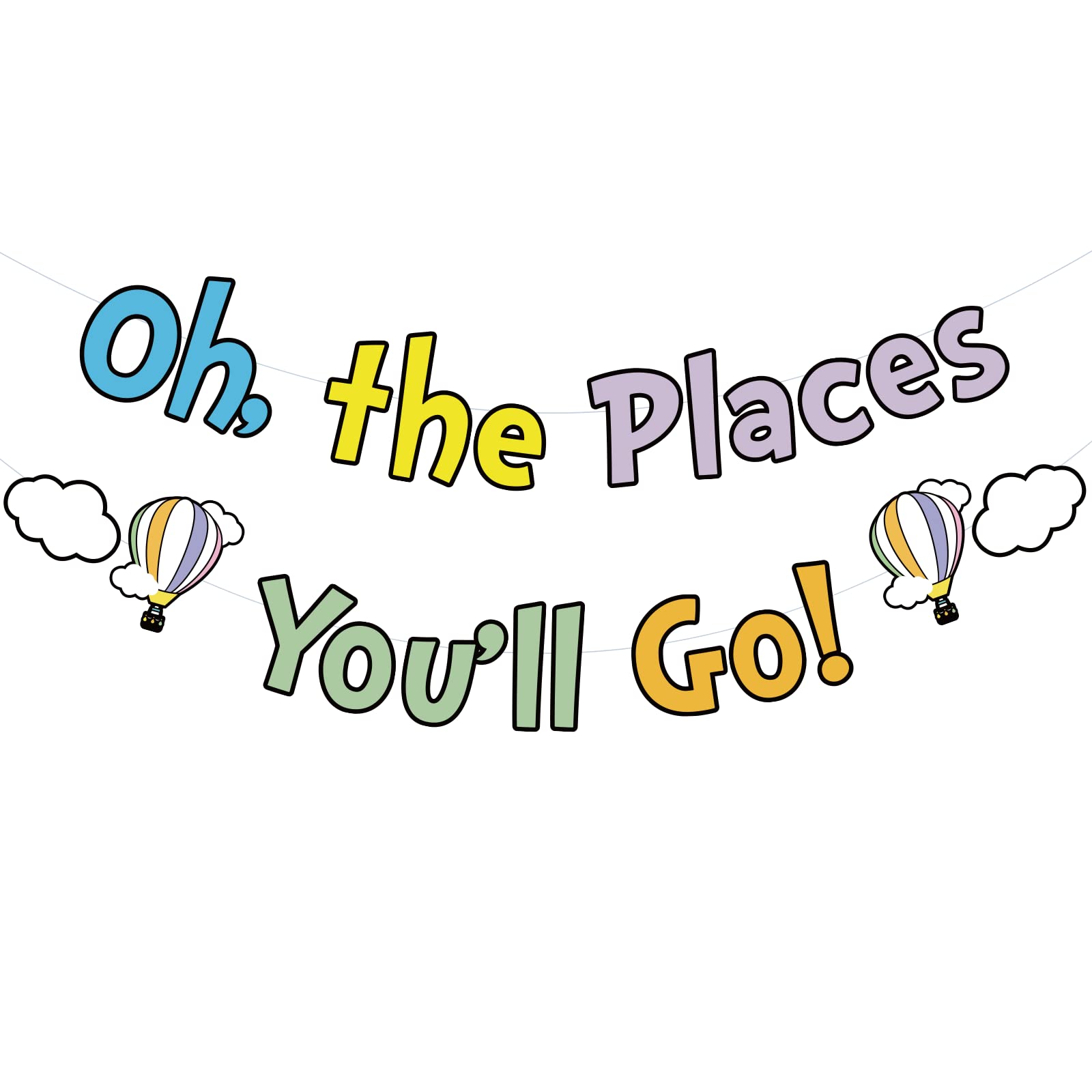 Buy Oh The Places You'll Go Banner, Colorful Dr. Seuss Party Decoration ...