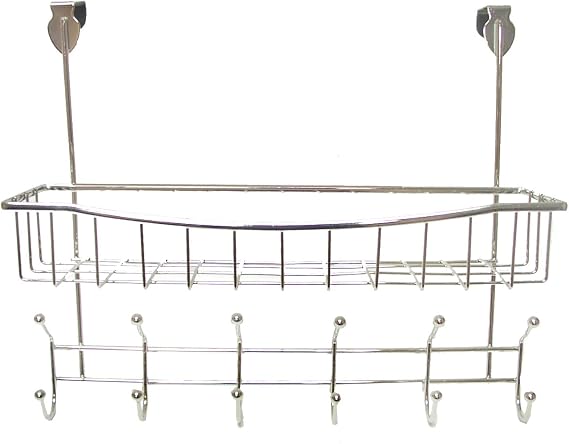 Amazon.com: AQUATICO Vanu Over The Door Storage Shelf with 6-Hooks ...