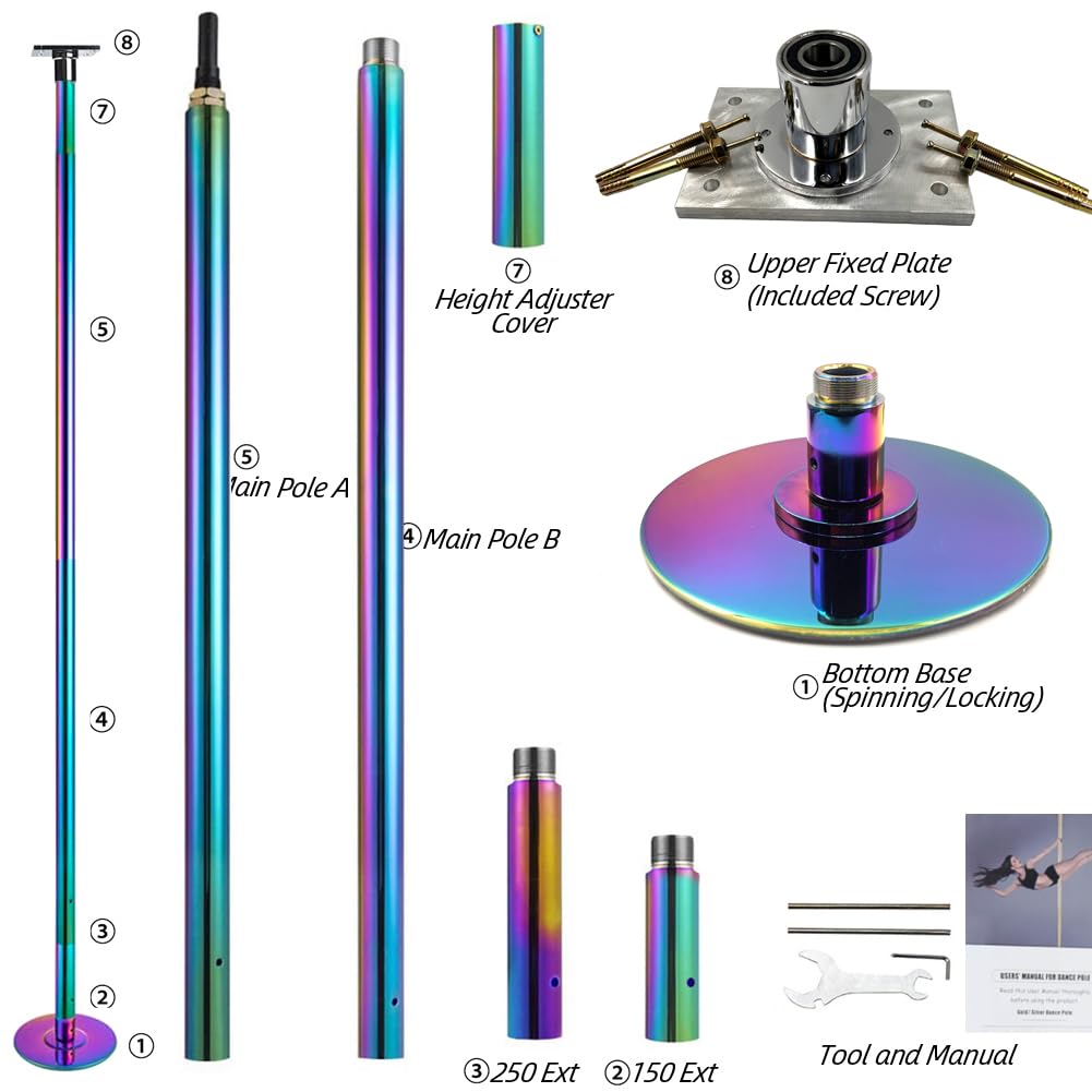 PRIORMAN Permanent Dance Pole with Fixed Plate Dancing Pole for Home ...
