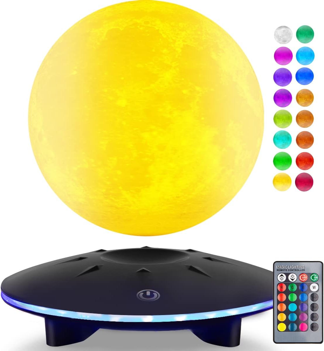 UVEHAS Levitating Moon Lamp - Magnetic Floating and Spinning 16 Colors ...