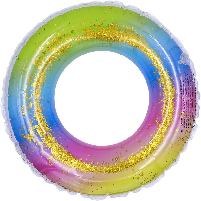 Topfunyy Rainbow Glitter Pool Floats Sequin Confetti Inflatable ...