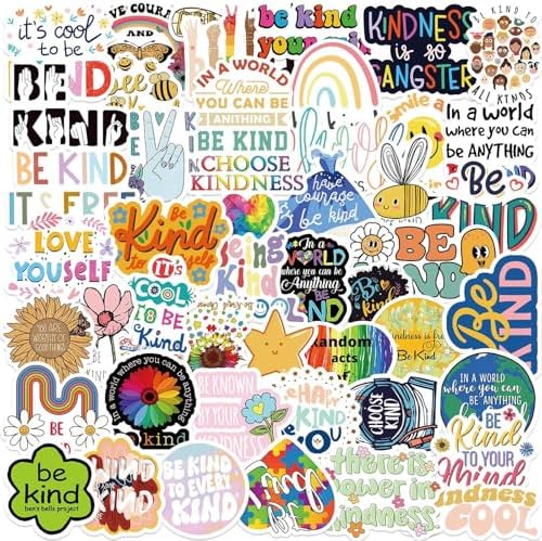 Amazon.com: SZWMXH 50pcs Be Kind Stickers Cute Aesthetic Cartoon Vinyl ...