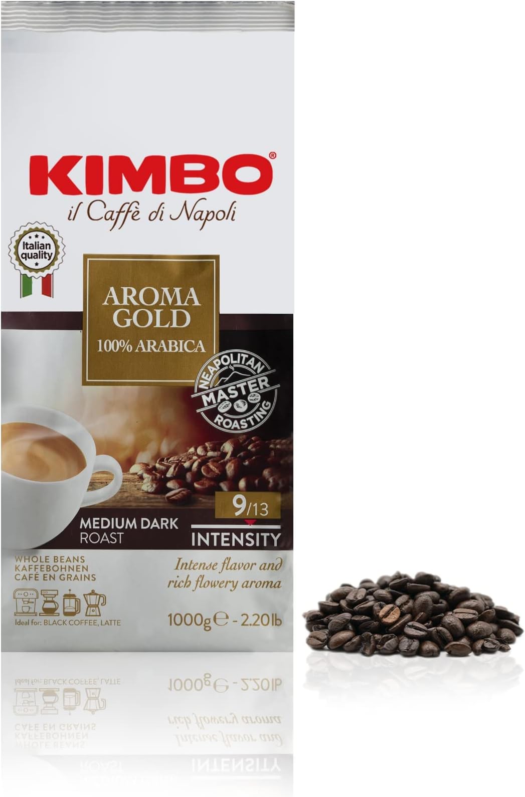 Amazon.com : Kimbo Roasted Coffee Beans (Aroma Gold, 2.2 Pounds ...