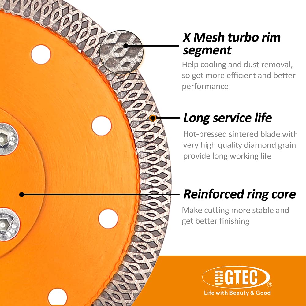 Snapklik.com : BGTEC Diamond Porcelain Saw Blades,1pc 4.5 Inch X Mesh ...