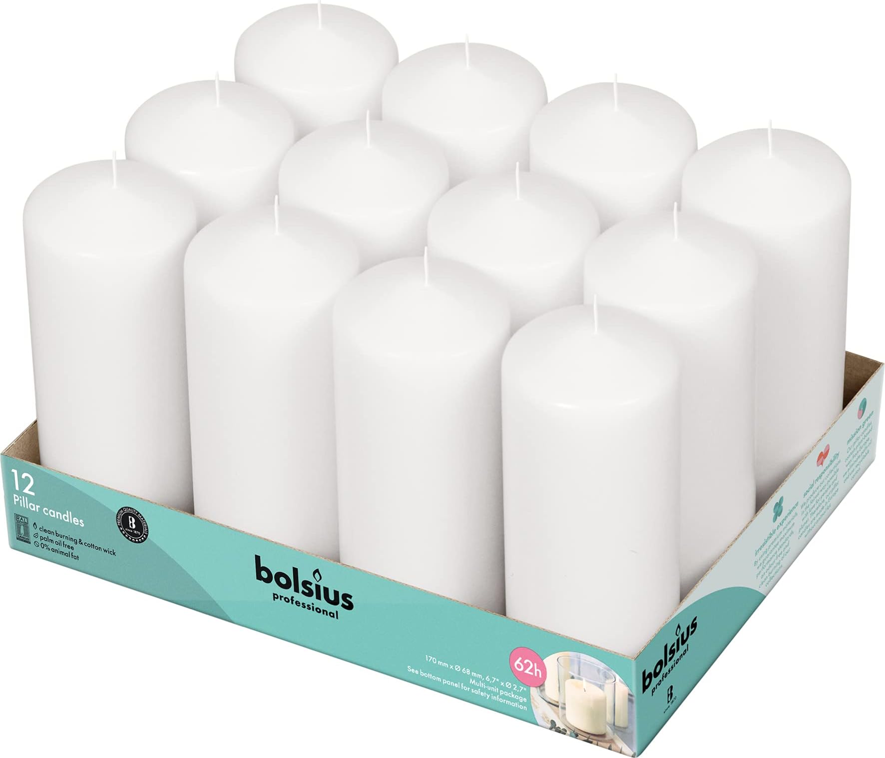 Amazon.com: Bolsius White Pillar Candles – 2x6 Unscented Candle Set of ...