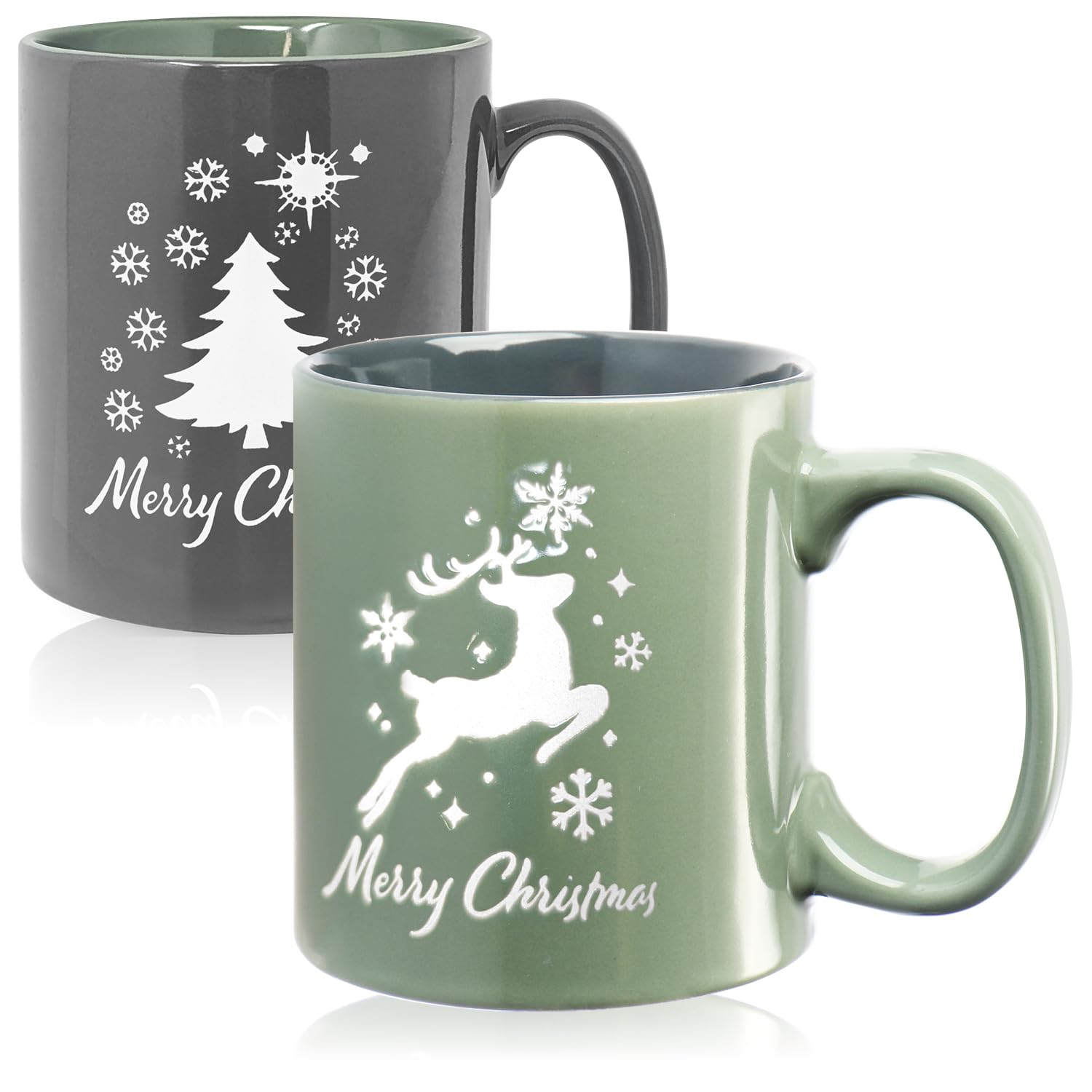 com-four® 2x XXL coffee cup 550ml with Christmas motif - extra large ...