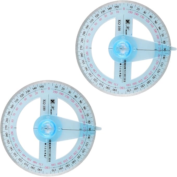 Jagowa 2 Pcs Full Circle Protractor Ruler 360 Degrees Angle Measuring ...