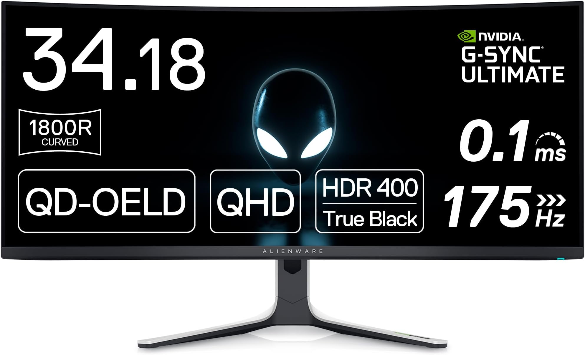 Amazon.com: Alienware AW3423DW Curved Gaming Monitor 34.18 inch Quantom ...