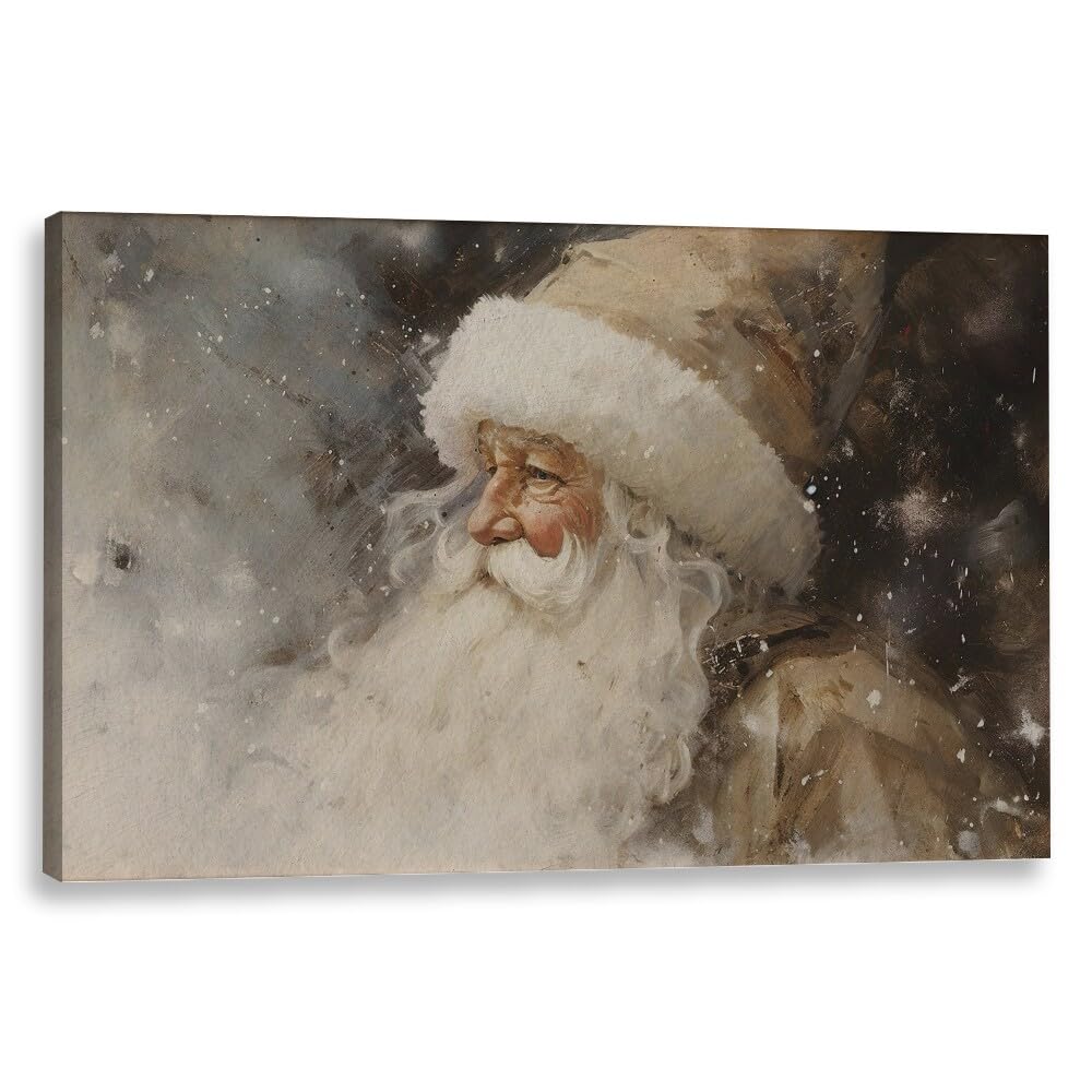 Amazon.com: Retro Neutral Rustic Santa Poster Home Decor Christmas ...
