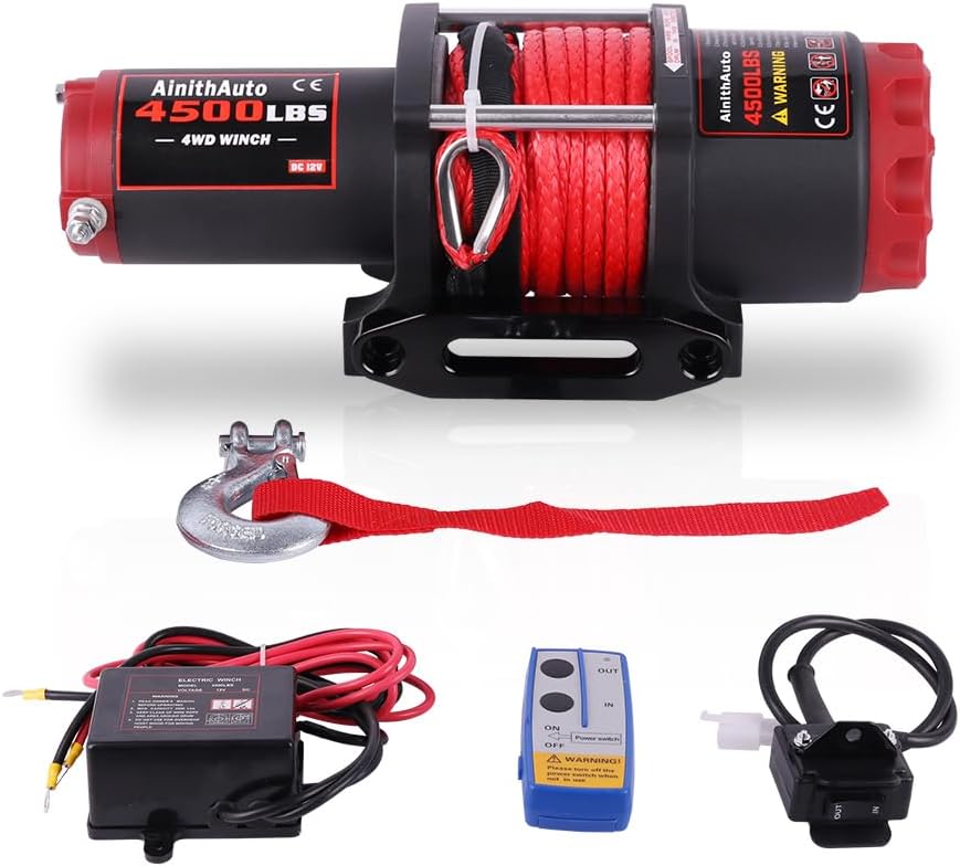 Amazon.com: AinithAuto 4500 lb Electric Winch with Wireless Remote,ATV ...