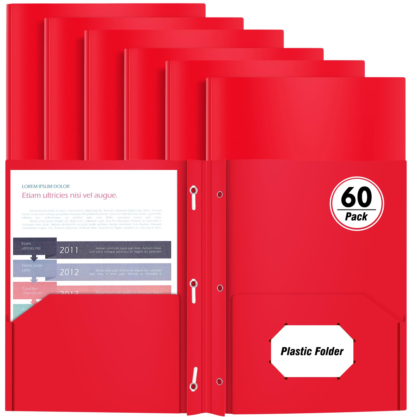 Snapklik.com : Heavy Duty Plastic Folder 60-Pack, 2 Pocket Letter Size ...
