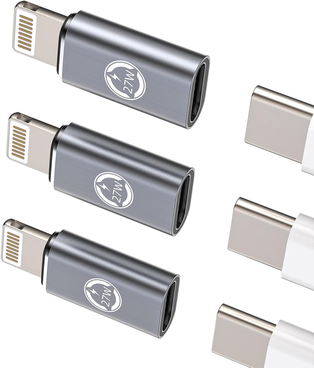 27W USB C Female to Lightning Male Converter Fast Charger Adapter(3Pack ...