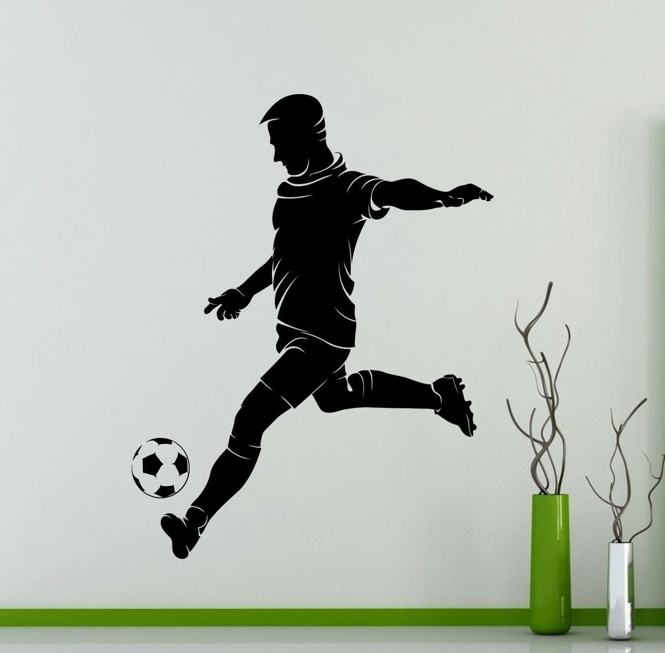 Amazon.com: Soccer Player Silhouette Wall Vinyl Decal Football Player ...
