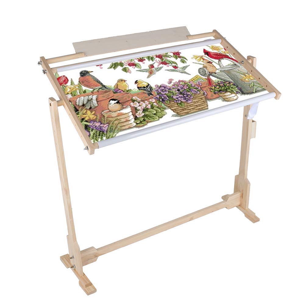 Embroidery Cross Stitch Frame Stand, Wooden Adjustable Cross Stitch ...